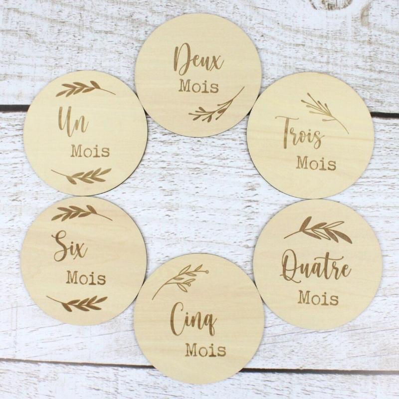 Cartes Etapes Mois Bébé - 7 Cartes en bois | Leobulle